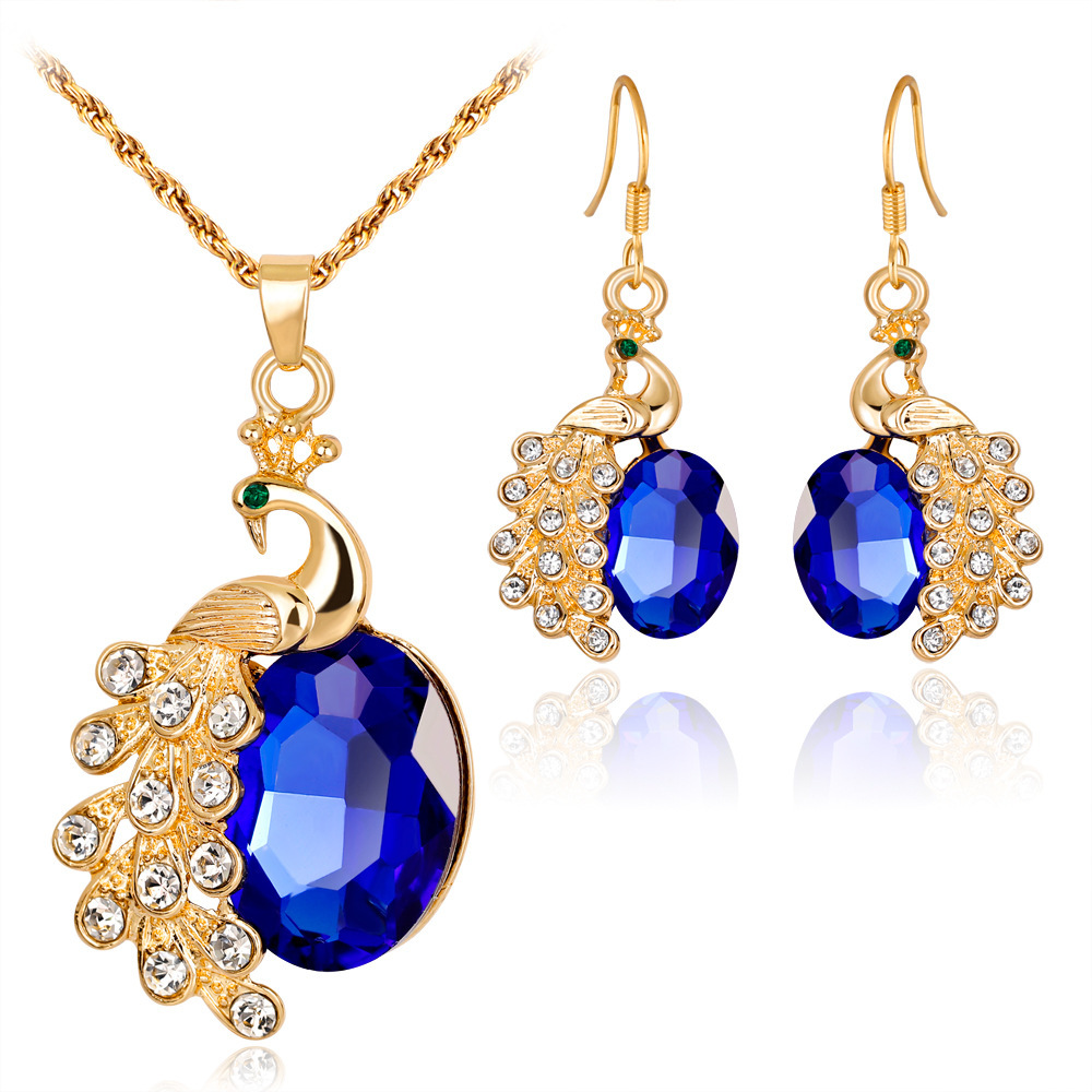 Peacock Rhinestone Two Piece Necklace - Persix