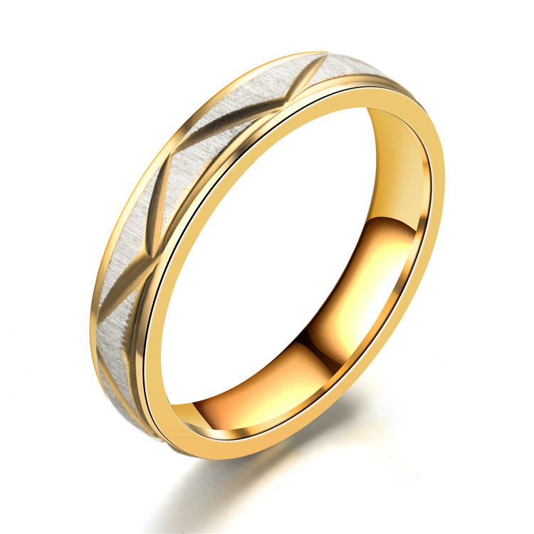 Titanium steel couple ring 24K gold stainless steel ring – Persix