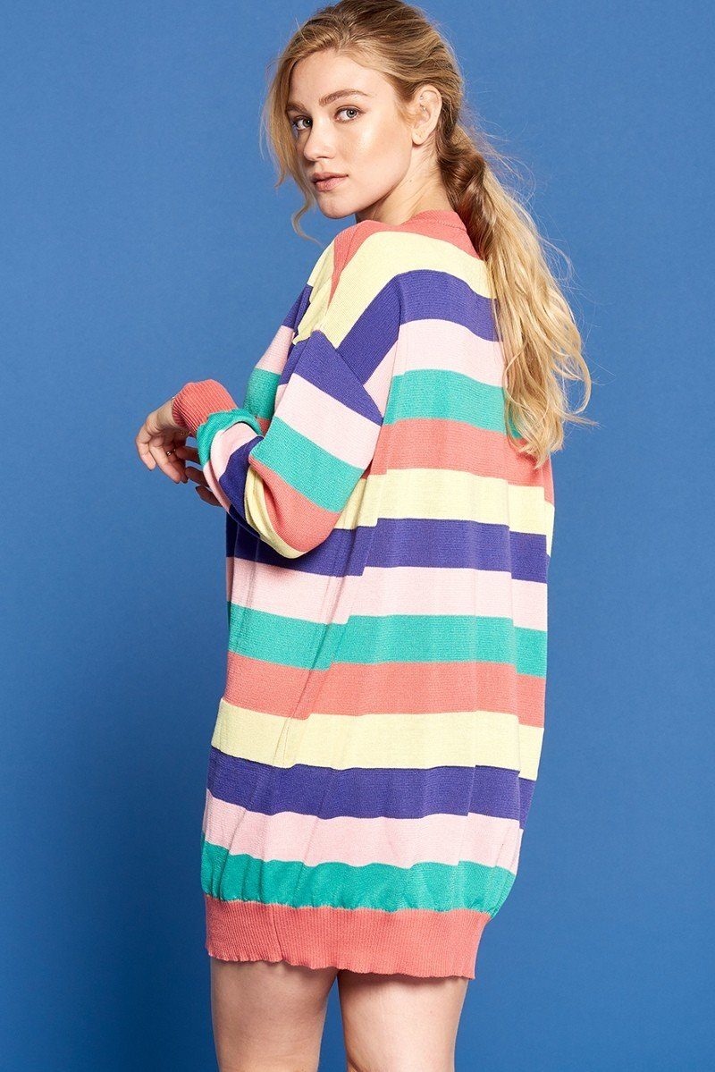 Multi-colored Striped Knit Sweater Dress – Persix