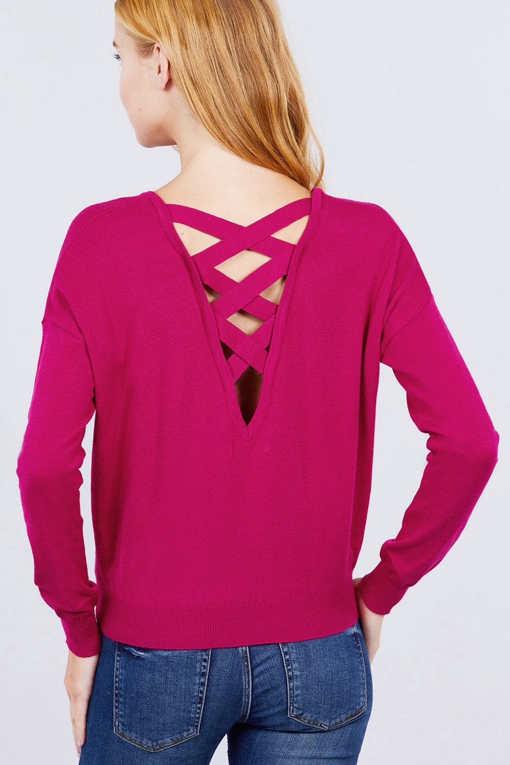 V-neck Back Cross Sweater – Persix