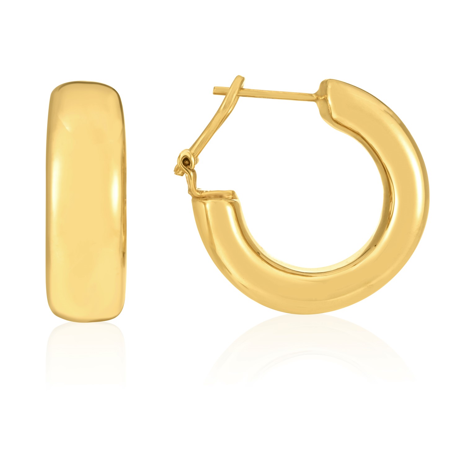 14k Yellow Gold Large Omega C Hoops - Persix