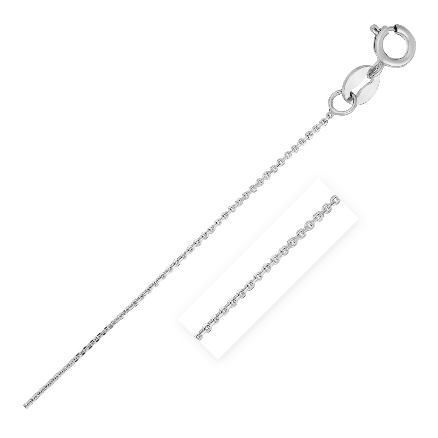 14k White Gold Diamond Cut Cable Link Chain 0.7mm - Persix