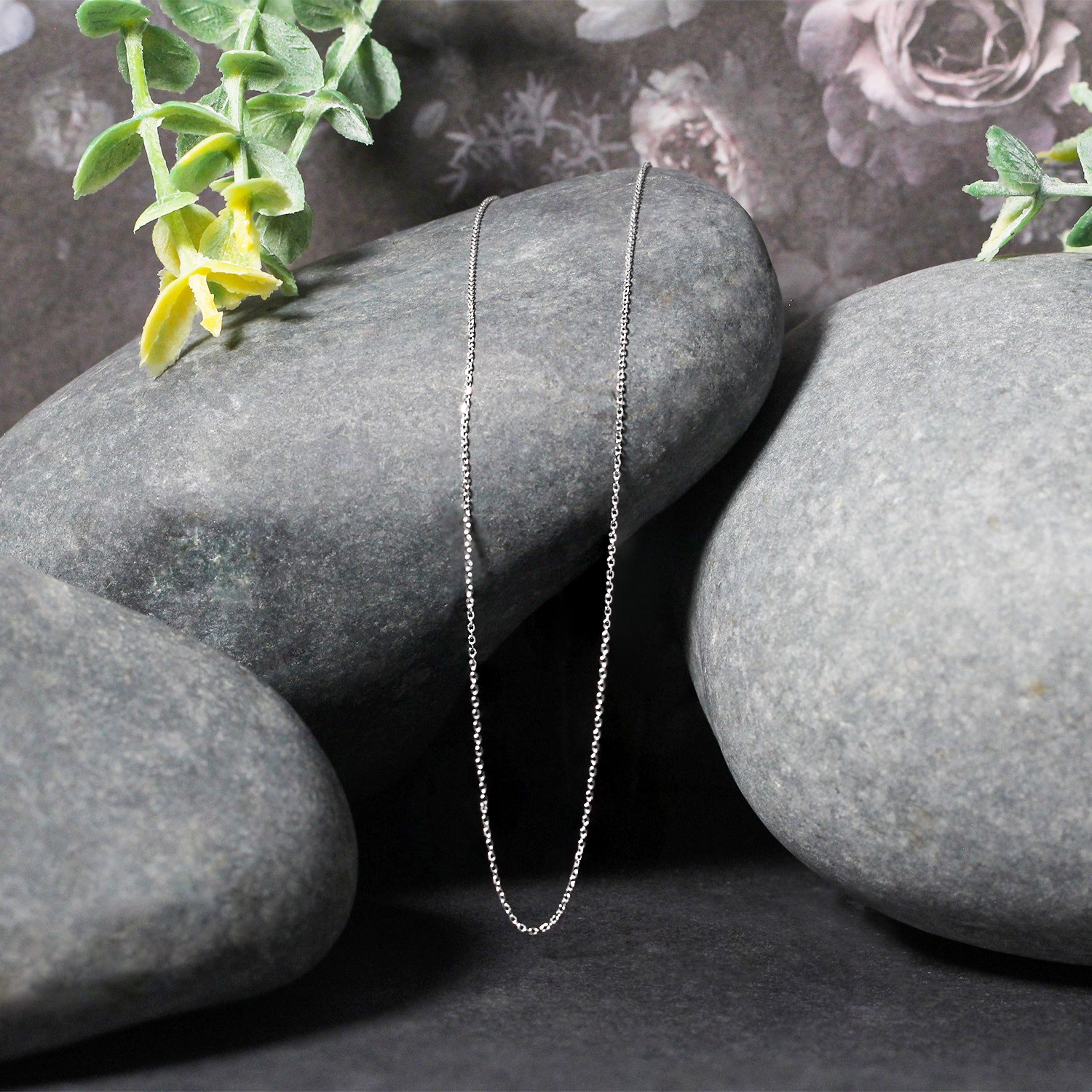 14k White Gold Diamond Cut Cable Link Chain 0.7mm - Persix